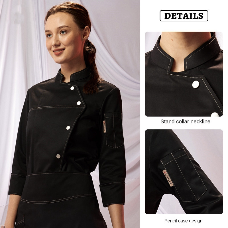 Ready Stock Hotel long-sleeved chef clothing men's catering restaurant ...