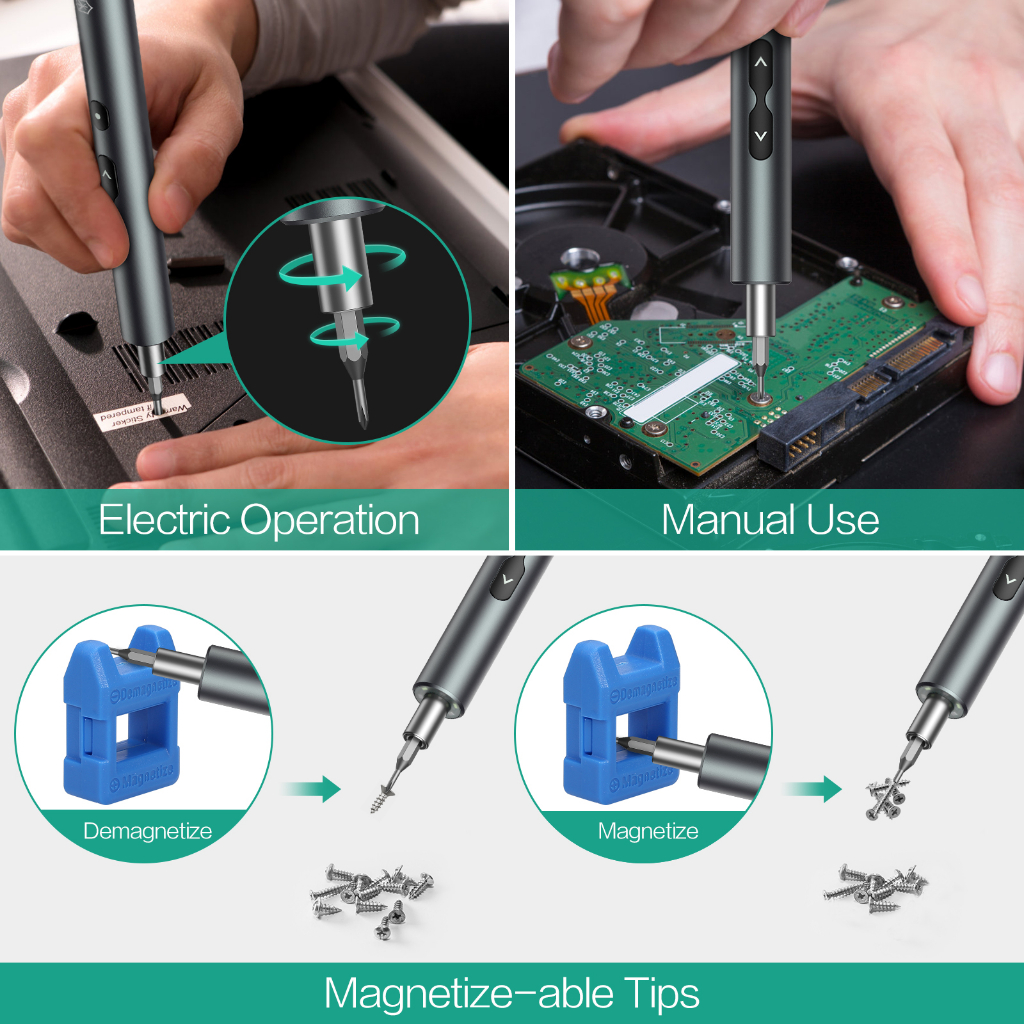 ORIA Electronic Screwdriver Set 28 in 1 Cordless Repair Tools Set with ...