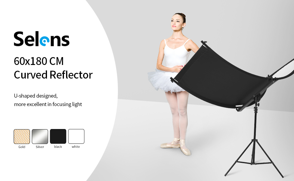 Selens U-shaped Curved Reflector Studio Light Reflector with Four Color ...