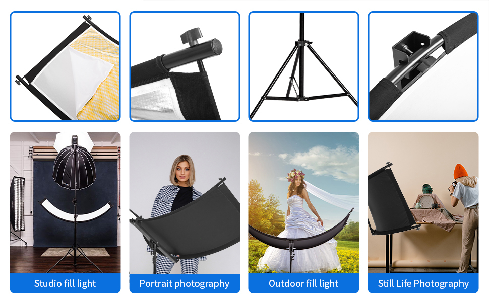 Selens U-shaped Curved Reflector Studio Light Reflector with Four Color ...