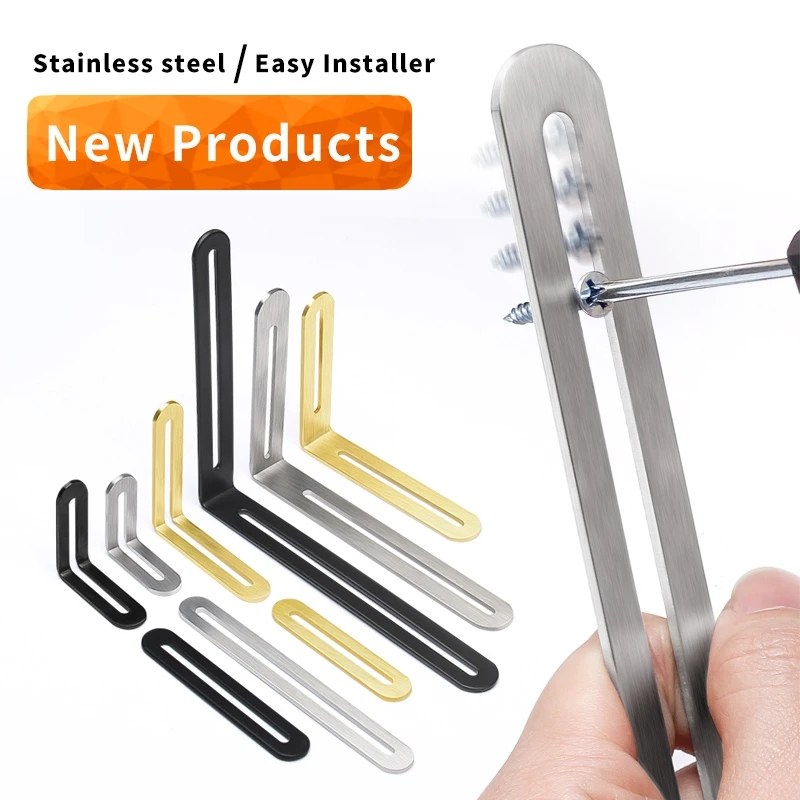 2/5PCS Stainless Steel Adjustable Angle Code Long Hole Bracket ...