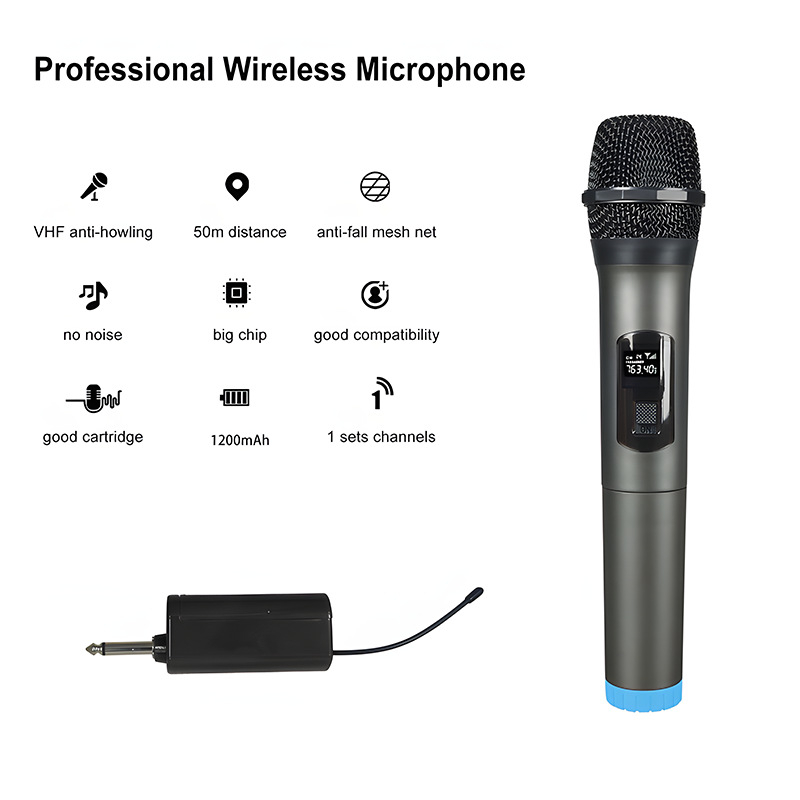 4-Channe Wireless Microphone UHF Handheld Dynamic Karaoke Mic For ...