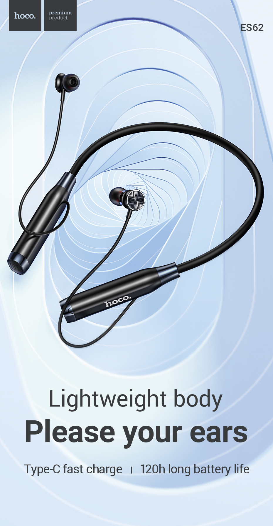 Hoco ES62 Neck Band Bluetooth Earphones 5.3 Magnetic Support TF Card ...