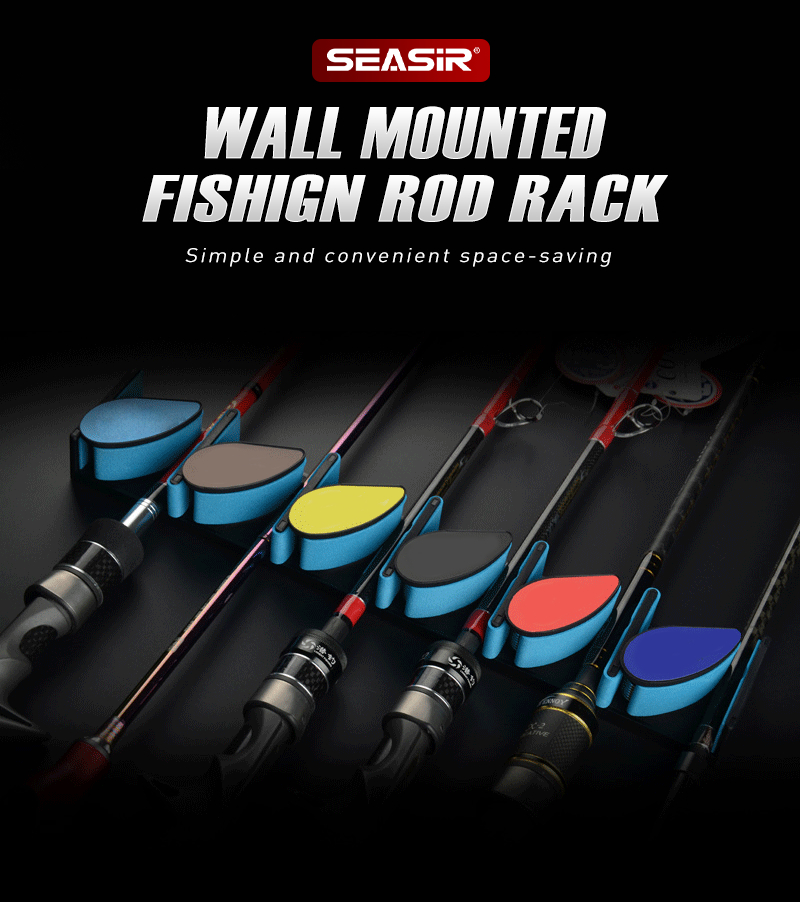 SEASIR Wall Mounted Fishing Rod Rack Thickened Spring Multi Functional ...
