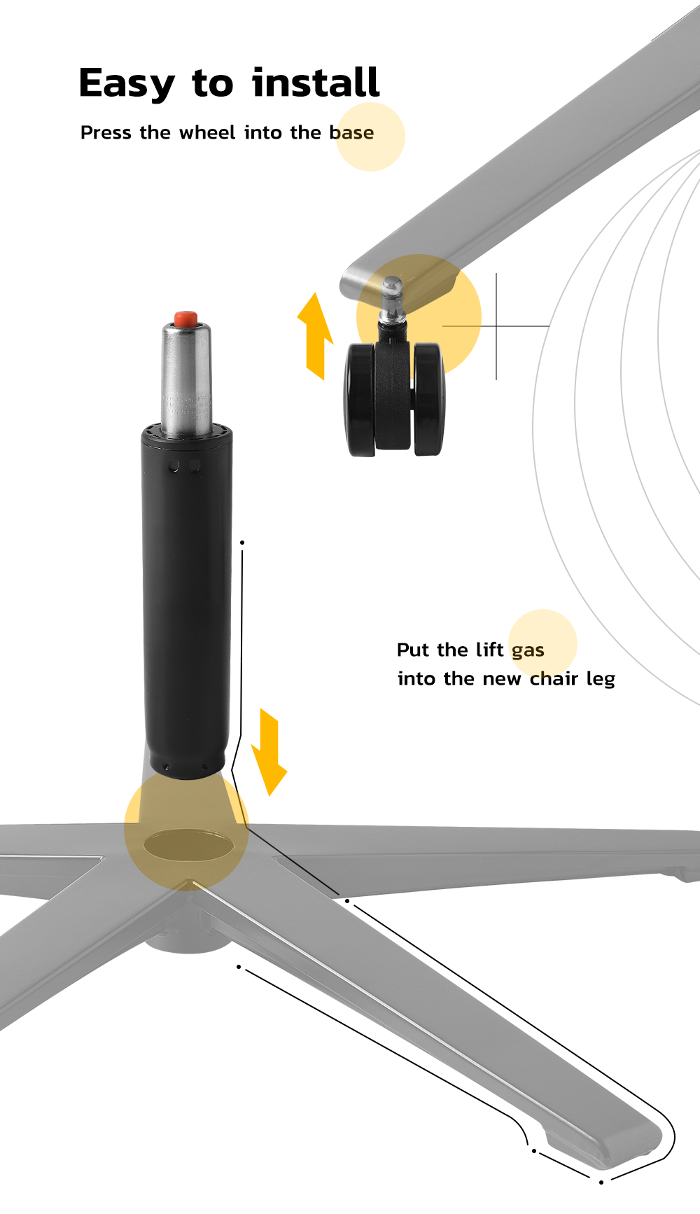 MUSSO Gaming Chair Base Replacement Heavy Duty Universal 300mm / 350mm ...