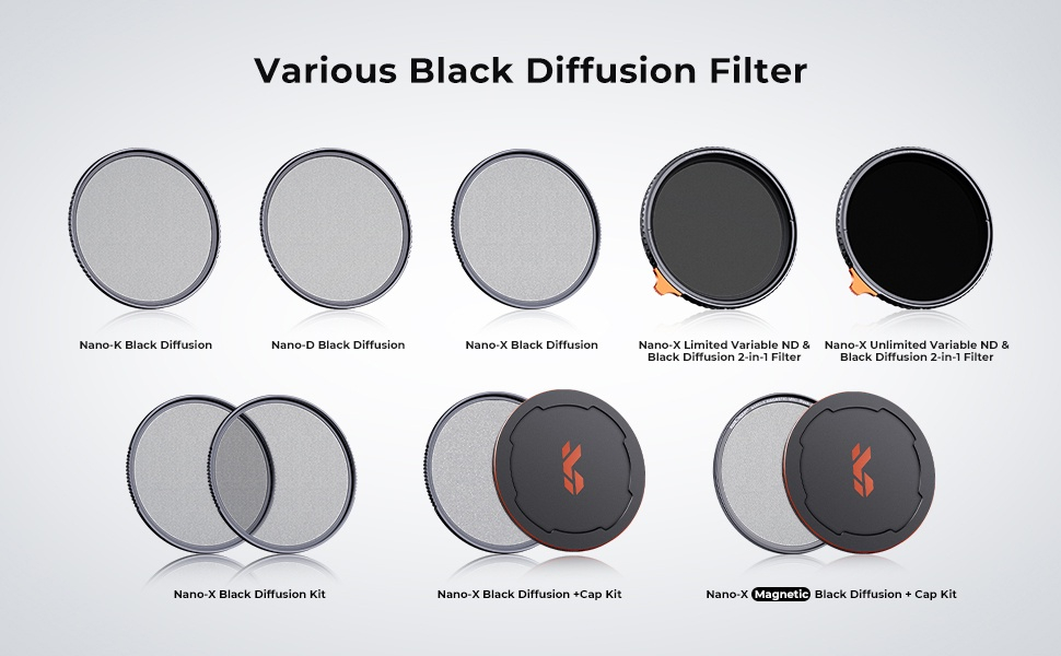 K&F NANO-C Black Mist Diffusion Special Effects Filter 1/1 1/2 1/4 1/8 ...