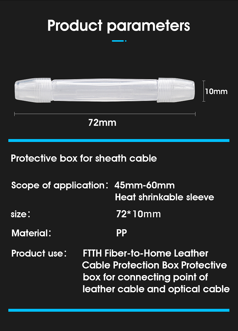 100pcs new transparent fiber optic protection box round leather cable ...
