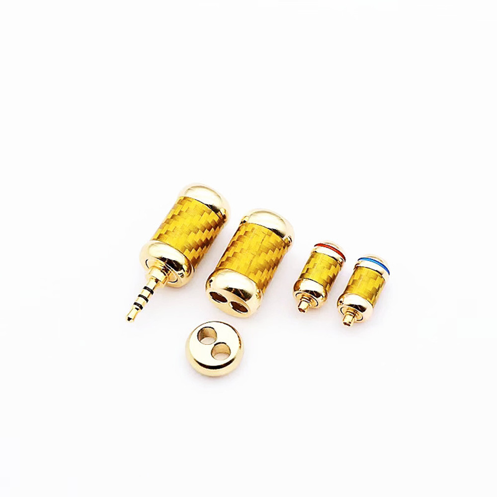 1 Set DIY Pure Copper Gold Carbon Fiber Earphone Plug Audio Adapter ...