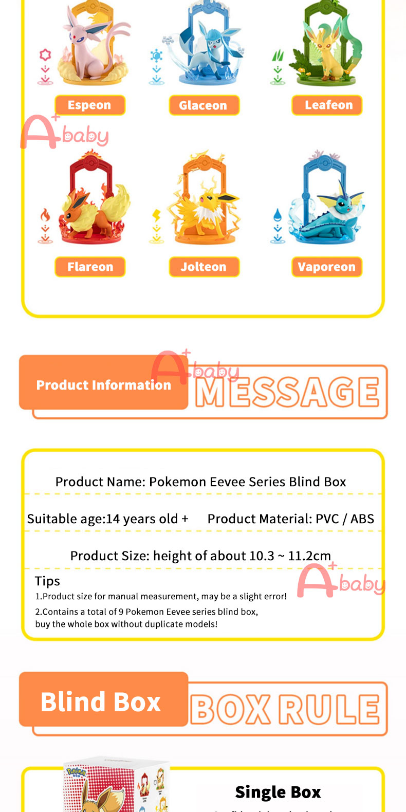 [A+baby] Pokemon Blind Box (Eevee/Sylveon/Umbreon/Espeon/Glaceon ...