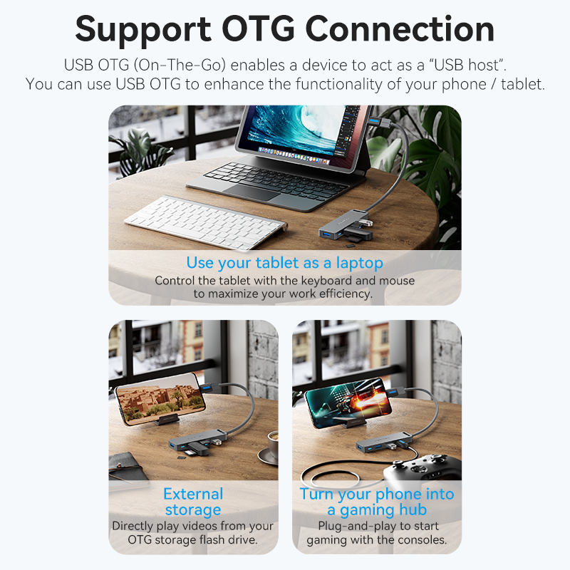 Vention USB Hub 4 Port USB 3.0 Splitter Ultra Slim Data 5Gbps Super ...