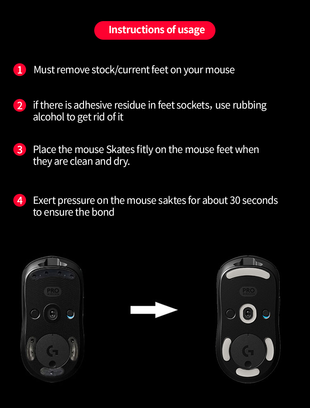 2set For Logitech G304/305 G-PRO GPW G403/603/703 G903 G402 wireless ...