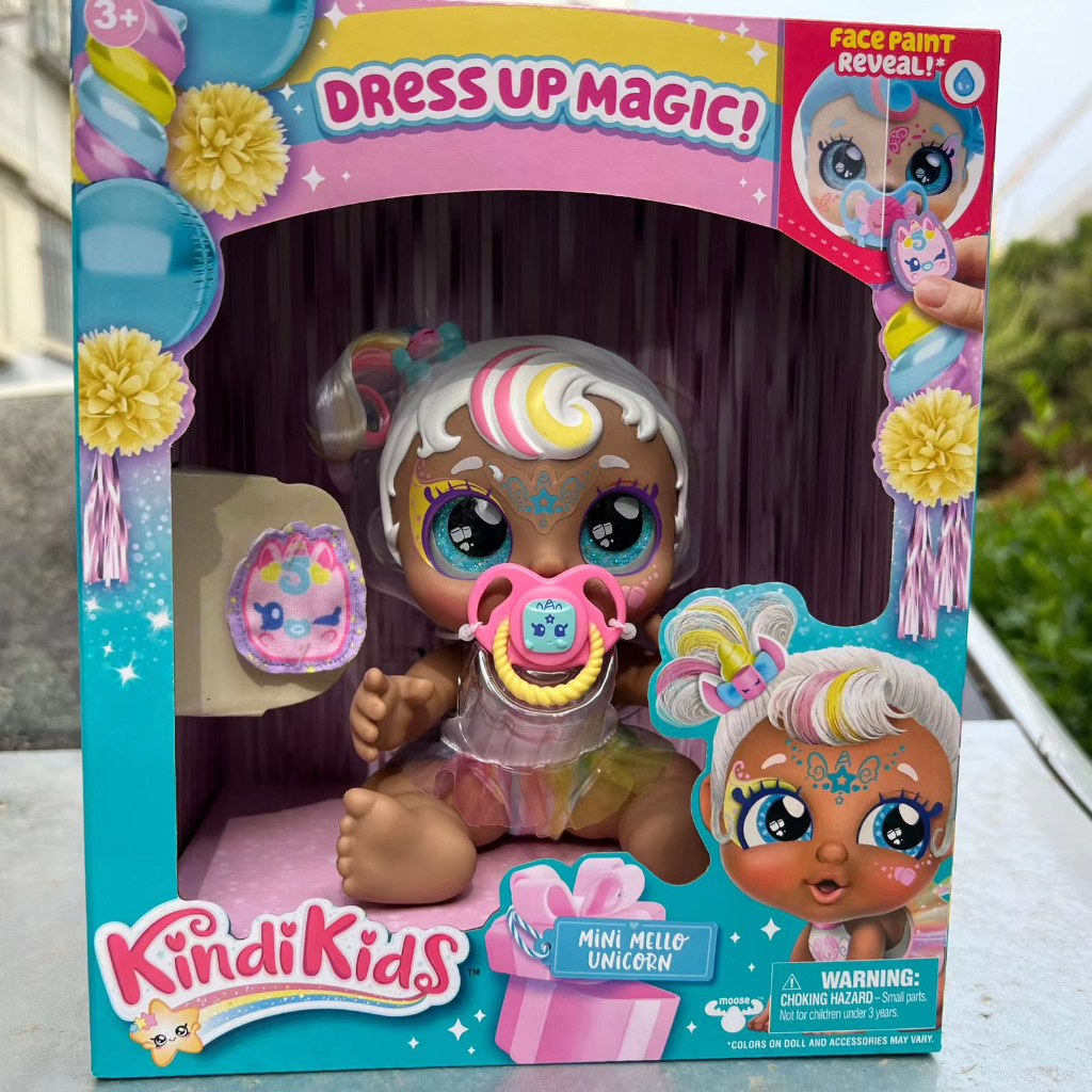 Kindi Kids Magic Baby Sister Doll Mini Mello Unicorn with Face Paint ...