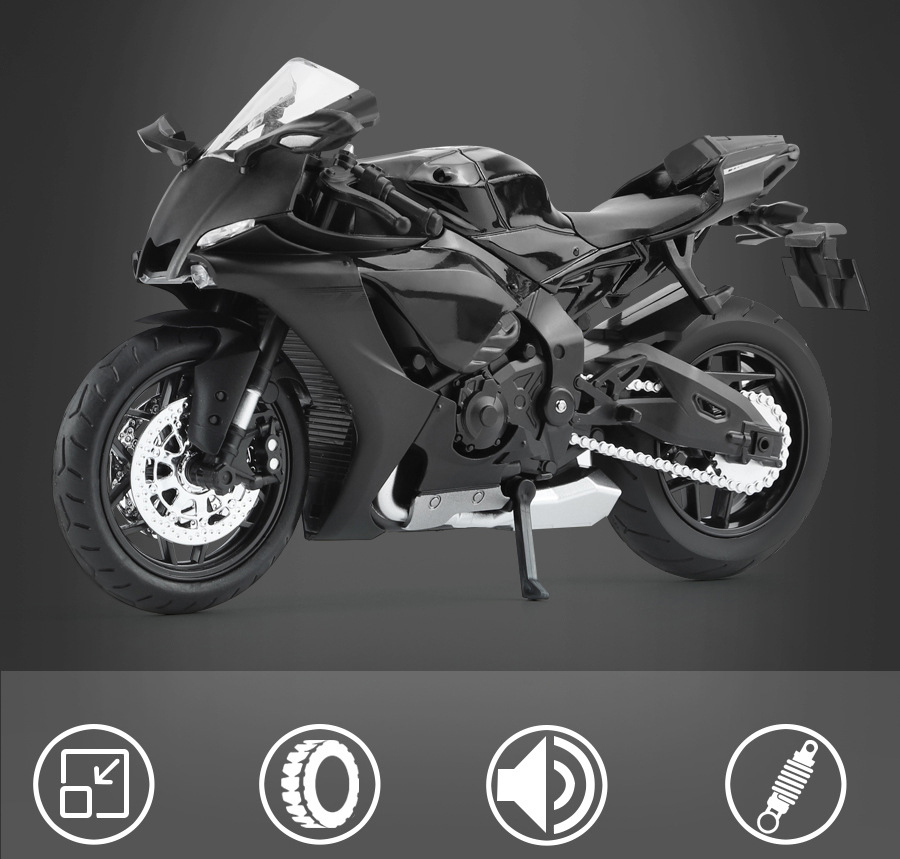 1:12 Scale Yamaha R1 Alloy Diecast Motorcycle Model With Light Sound ...