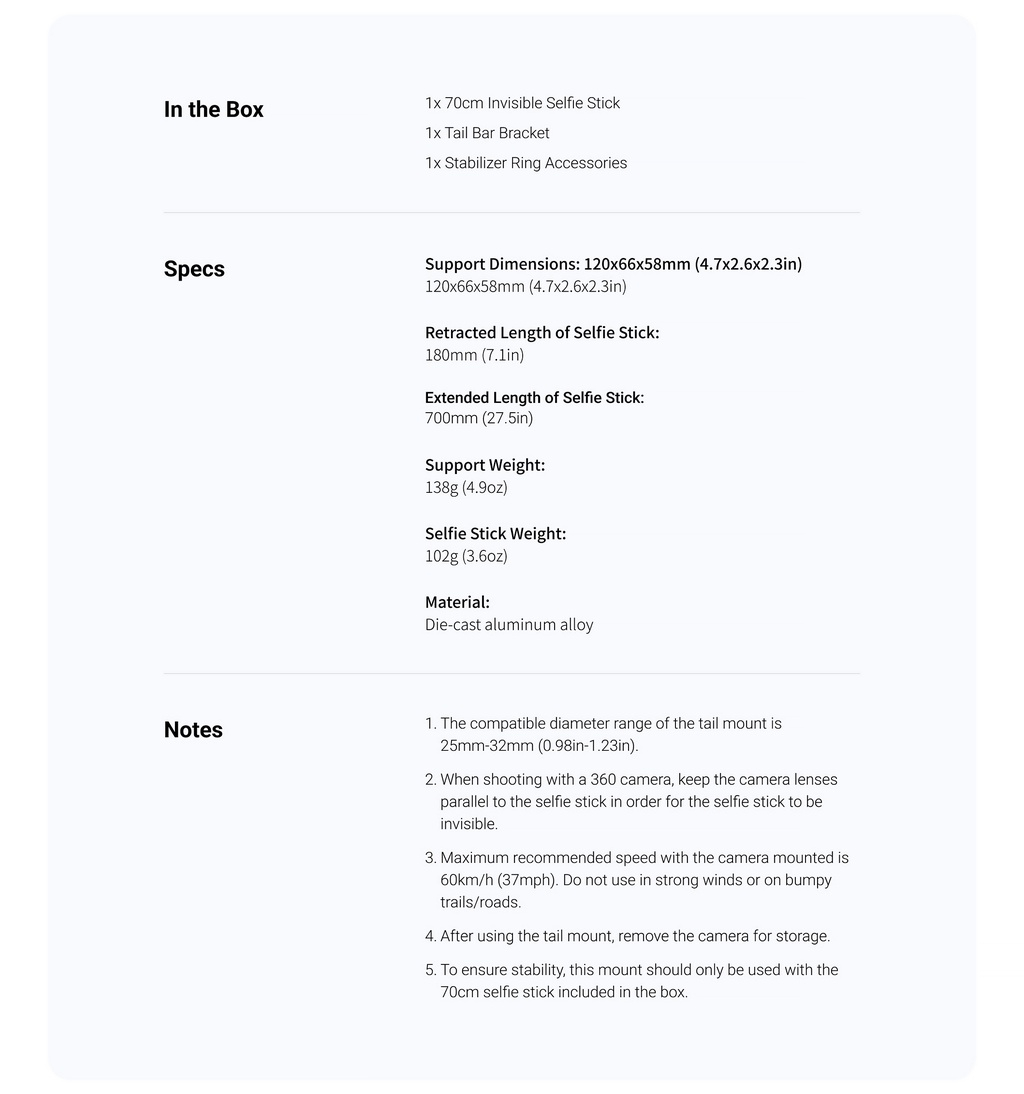 Insta360 Third-Person Bike Tail Mount for Insta360 X5/Ace Pro 2/X4/GO 3S/Ace Pro/X3/GO 3/ONE X2 ...