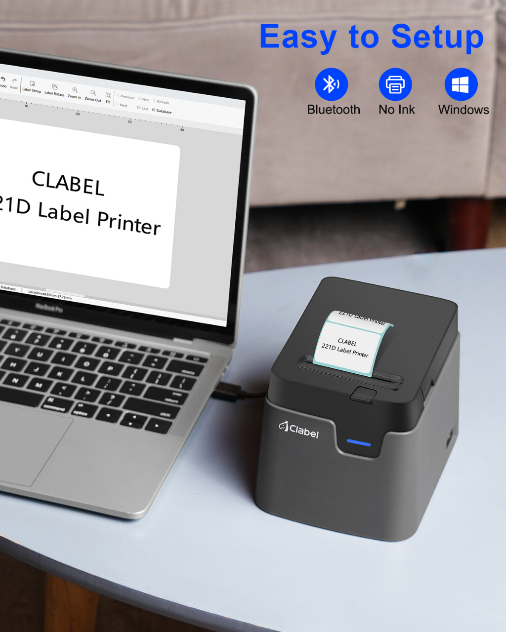 CLABEL 221D Bluetooth Thermal Printer Barcode Receipt Printer 57MM For ...