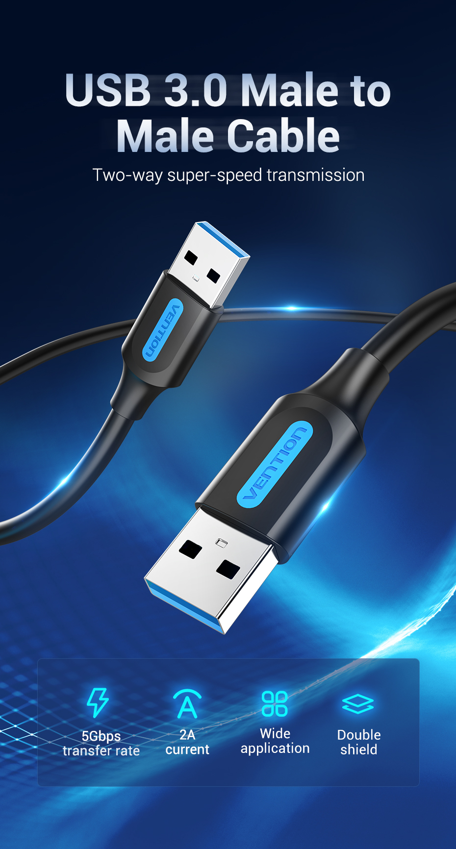 Vention USB 3.0 Extension Cable 5Gbps USB to USB Extension Cable Male A ...