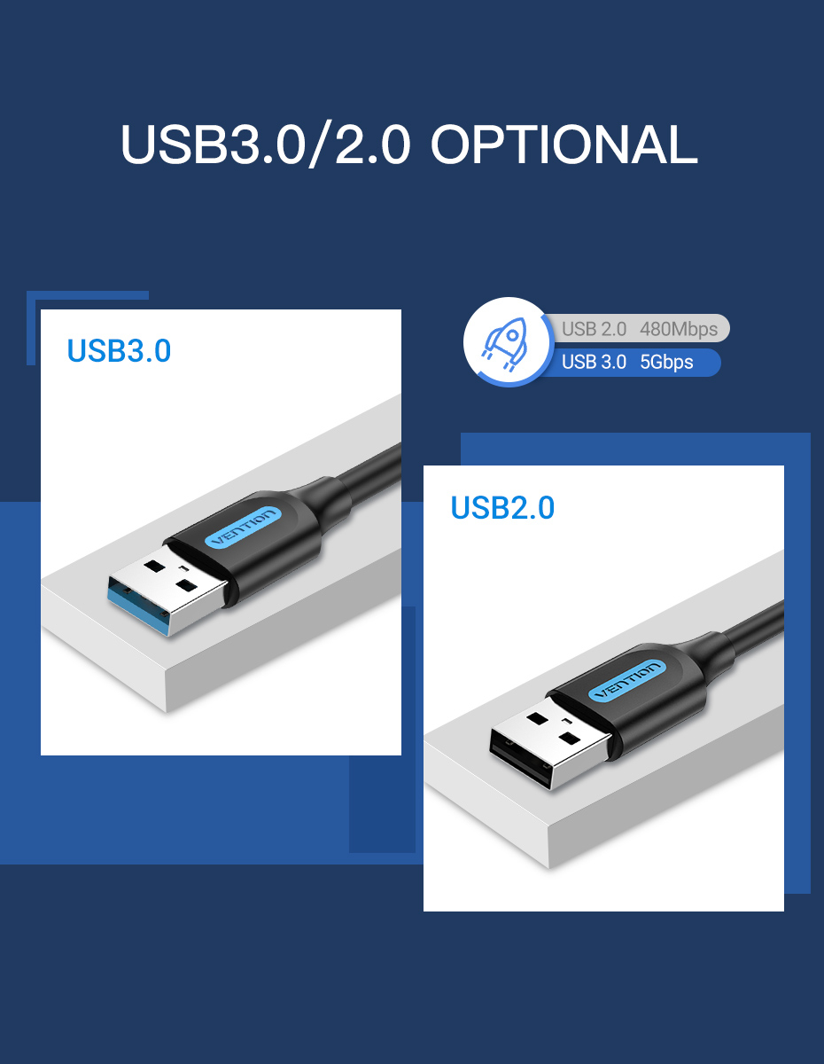Vention USB 3.0 2.0 Cable Male to Male Extension Cable USB to USB 5Gbps ...