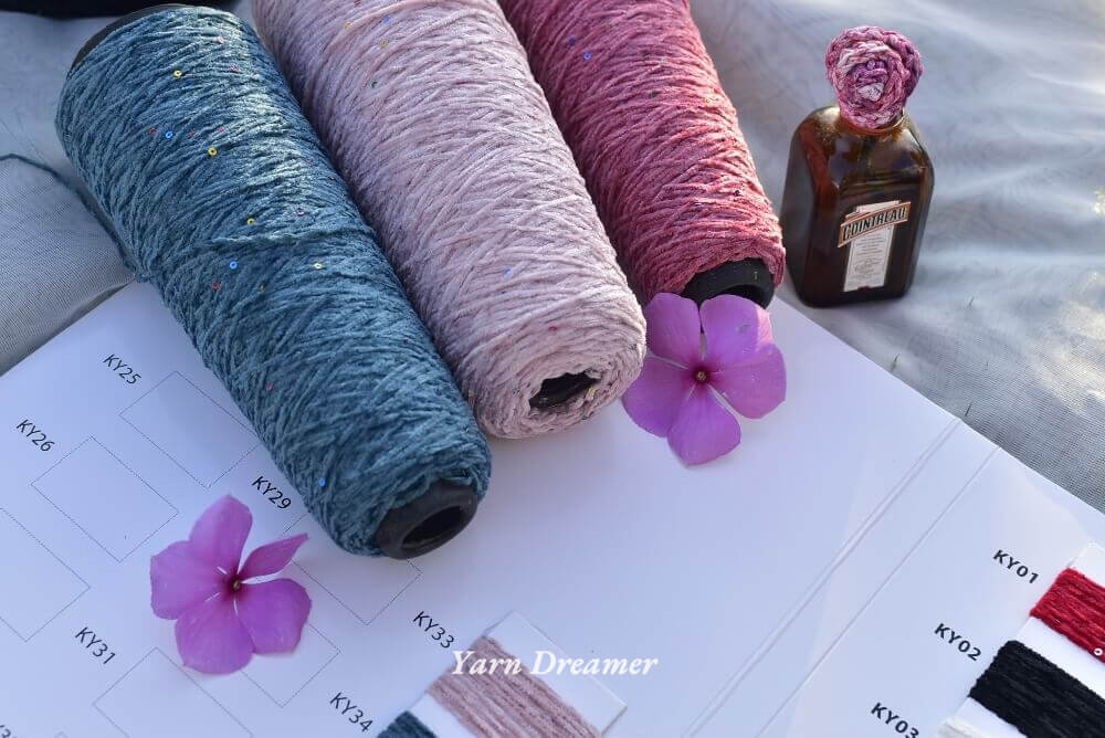 Benang kait 26 Colors of Fashion Sequins Bling Chenille Wool Yarn for ...
