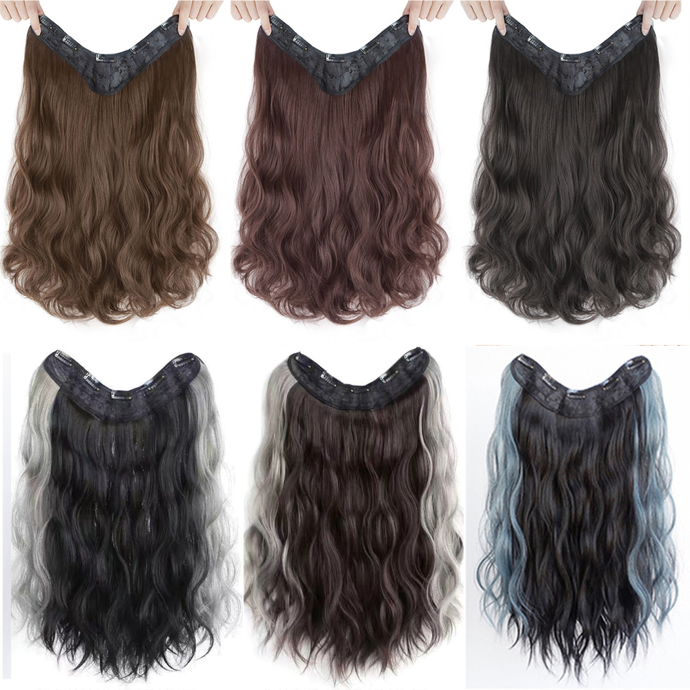 Gradient Purple Invisible Seamless U-shaped One-Piece Curly Wigs Women ...