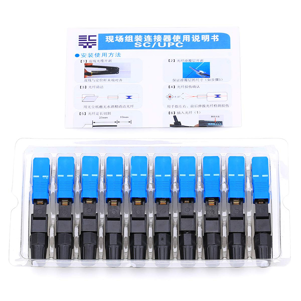 AMPCOM Fiber Optics Fast Connector, Single Mode SC UPC APC Quick Connector Adapter for 9/125um ...