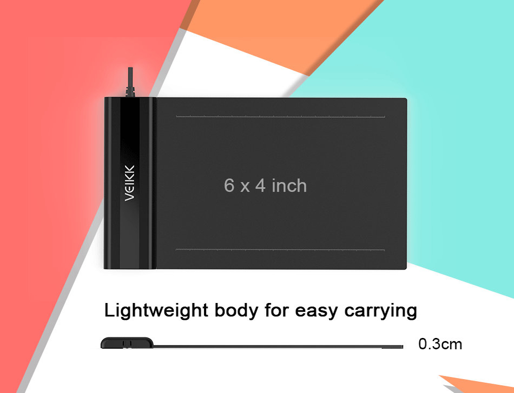 VEIKK S640 Drawing Tablet 6x4 Inch Pen Tablet with Battery-Free Stylus Support Mac/ Windows ...