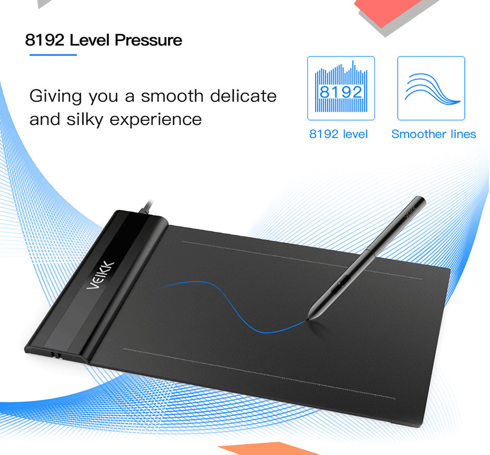 VEIKK S640 Drawing Tablet 6x4 Inch Pen Tablet with Battery-Free Stylus ...