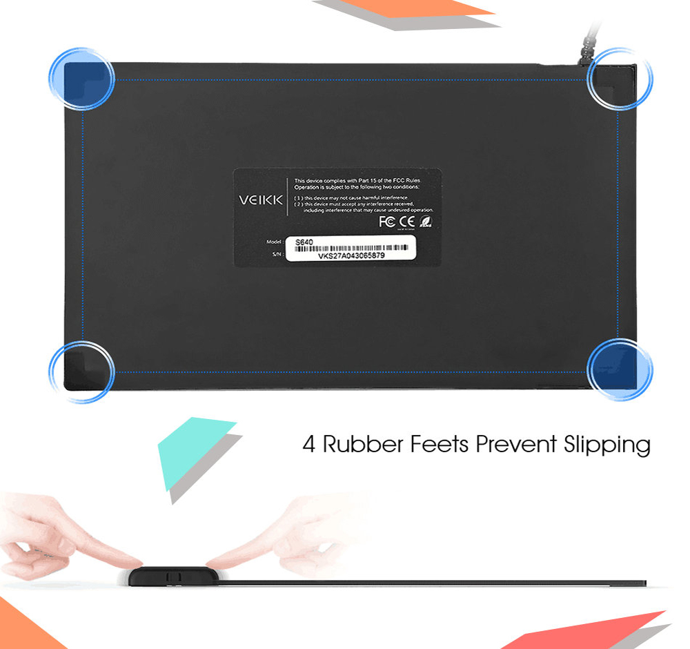 VEIKK S640 Drawing Tablet 6x4 Inch Pen Tablet with Battery-Free Stylus ...