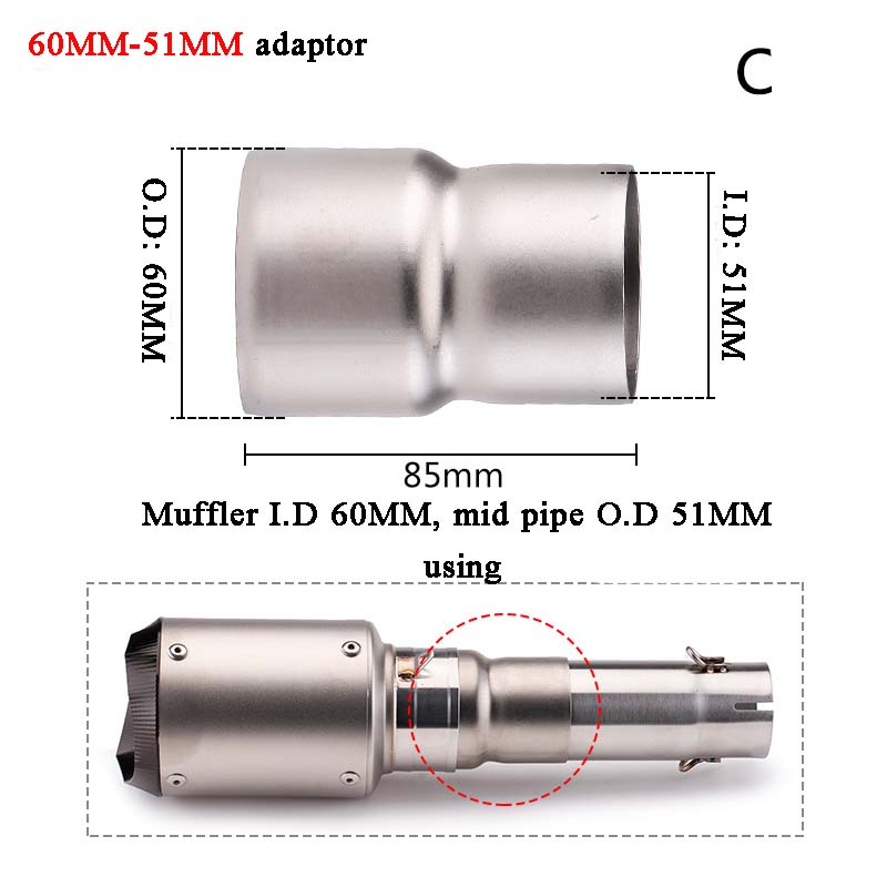 51/60MM Adaptor Using for Connect Muffler to Mid Pipe Header Pipe ...