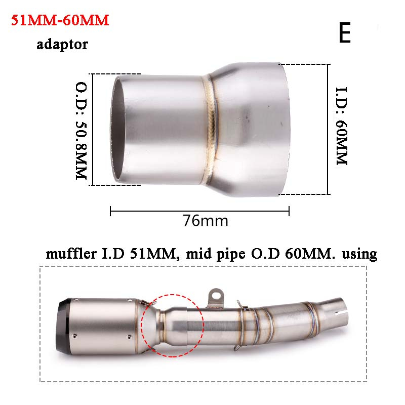 51/60MM Adaptor Using for Connect Muffler to Mid Pipe Header Pipe ...