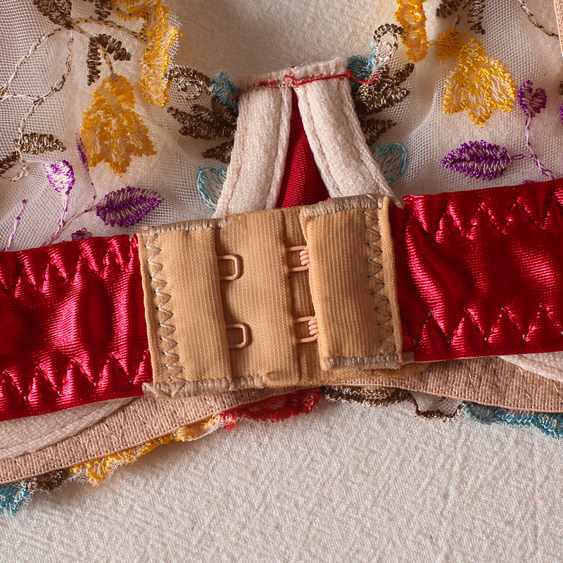 Women 2 Pieces Sexy Lingerie Set Lace Sheer Floral Embroidery Sheer Bra ...