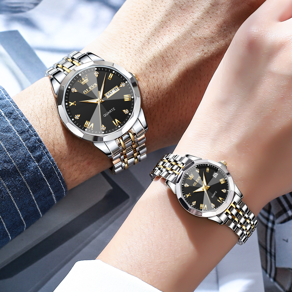 OLEVS Jam Tangan Couple Watch Original 100% Waterproof Quartz Stainless ...