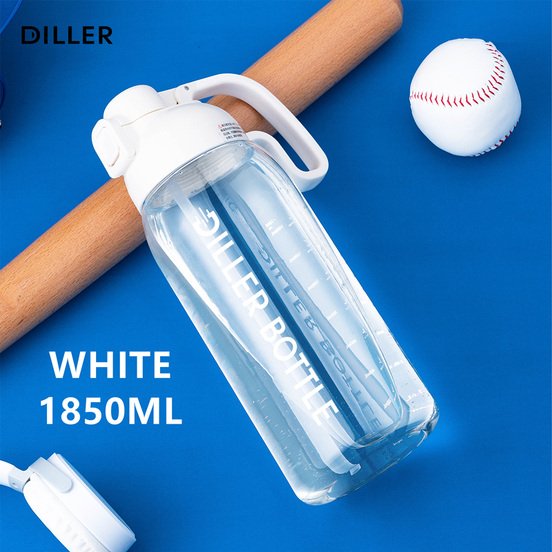 Diller Large Tritan Water Bottle Straw Handle Leak-Proof BPA-Free Spout Drinking Bottle 1850ml ...