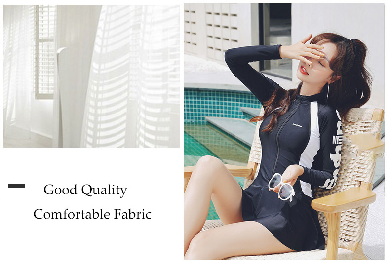Swimsuit Women's Low Profile Skirt Style Long Sleeve One Piece Sports ...
