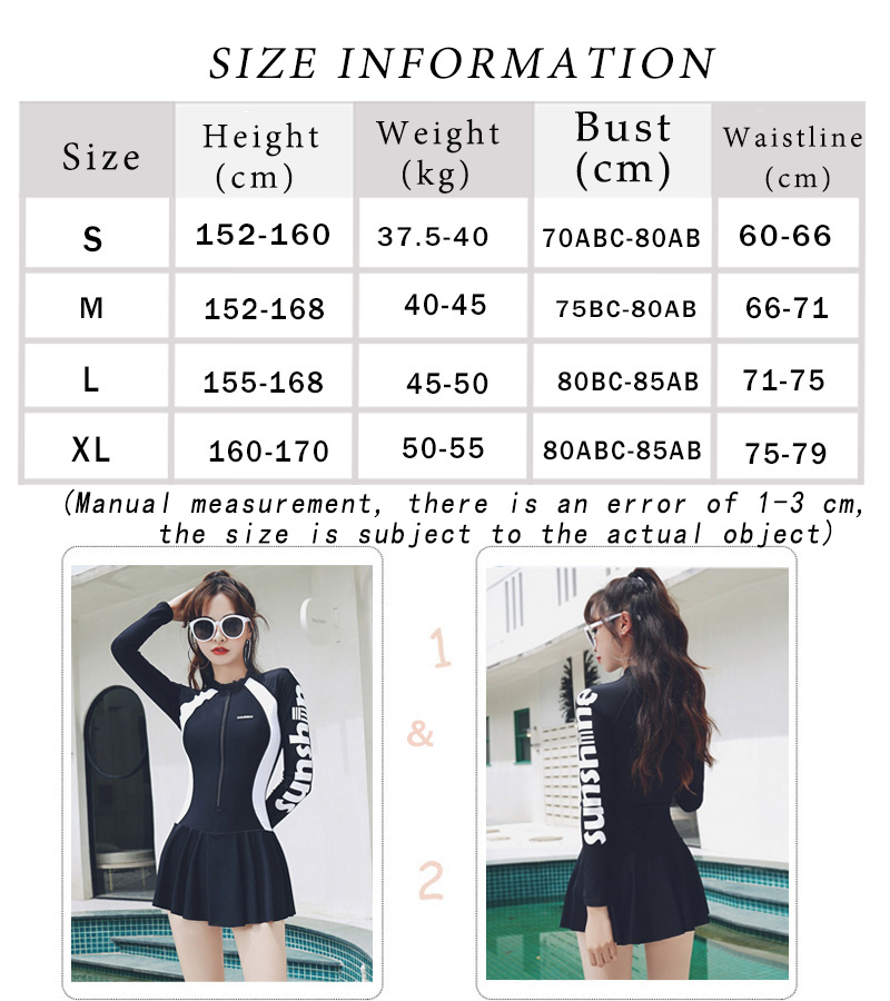 Swimsuit Women's Low Profile Skirt Style Long Sleeve One Piece Sports ...