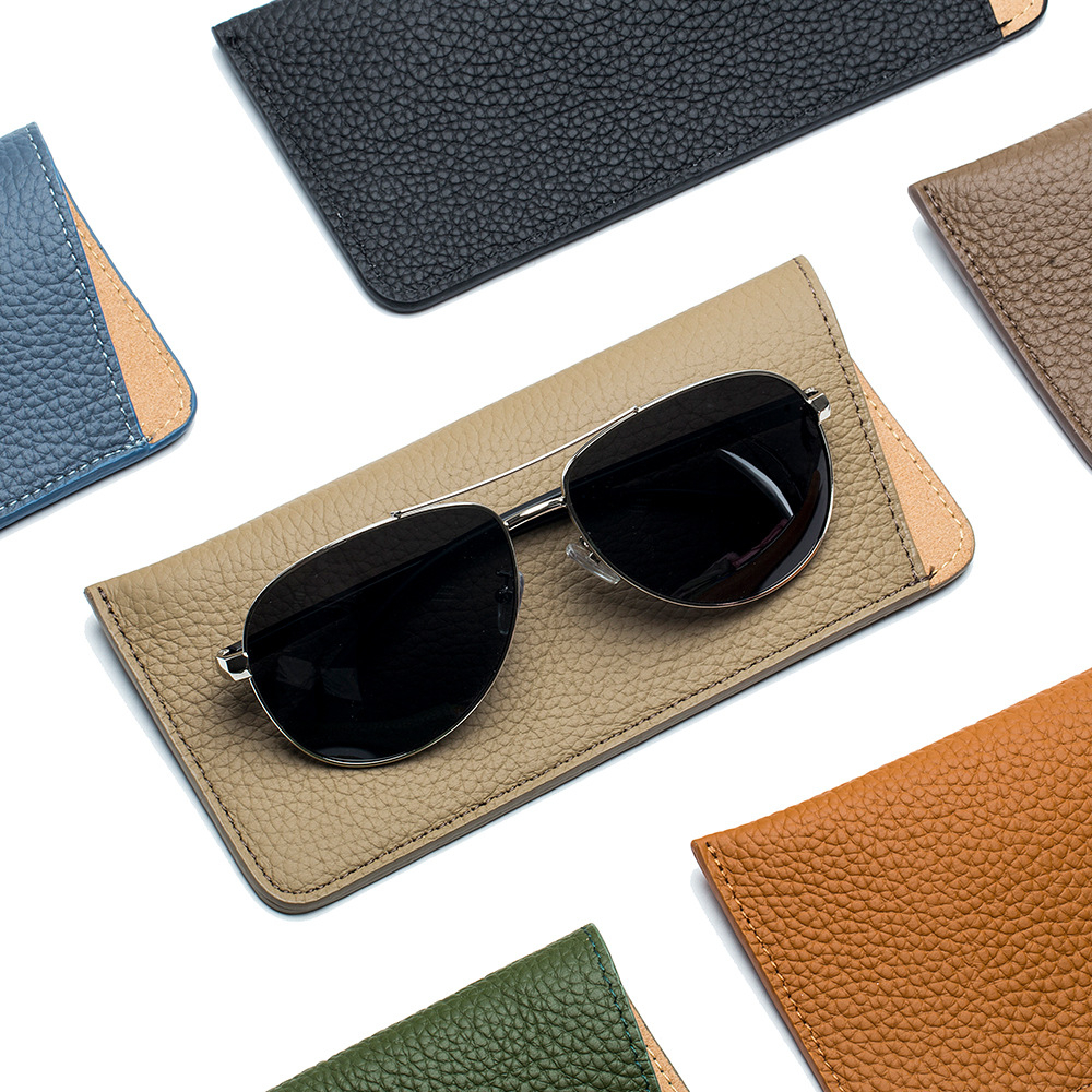 Genuine Leather Glasses Bag Soft Presbyopic Myopia Sun Glasses Case ...