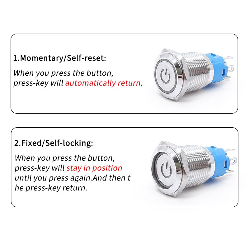 22mm Push Button Switch 12V 24V 110V 220V With Power Indicator Automatic Reset Locking | Shopee ...