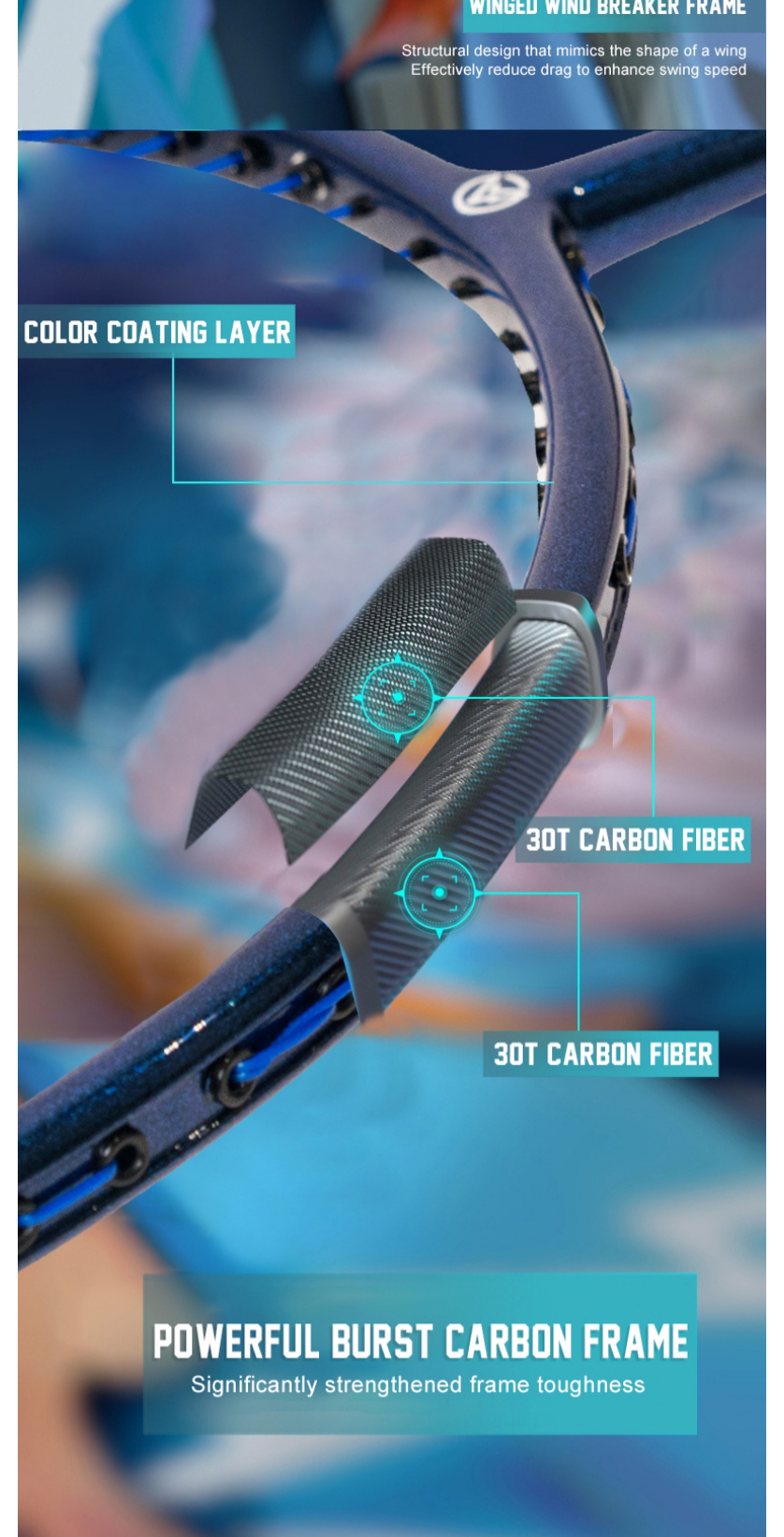 ALP RR Pro 2Pcs 4U G5 100% Original Design Full Carbon 24Lbs Badminton ...