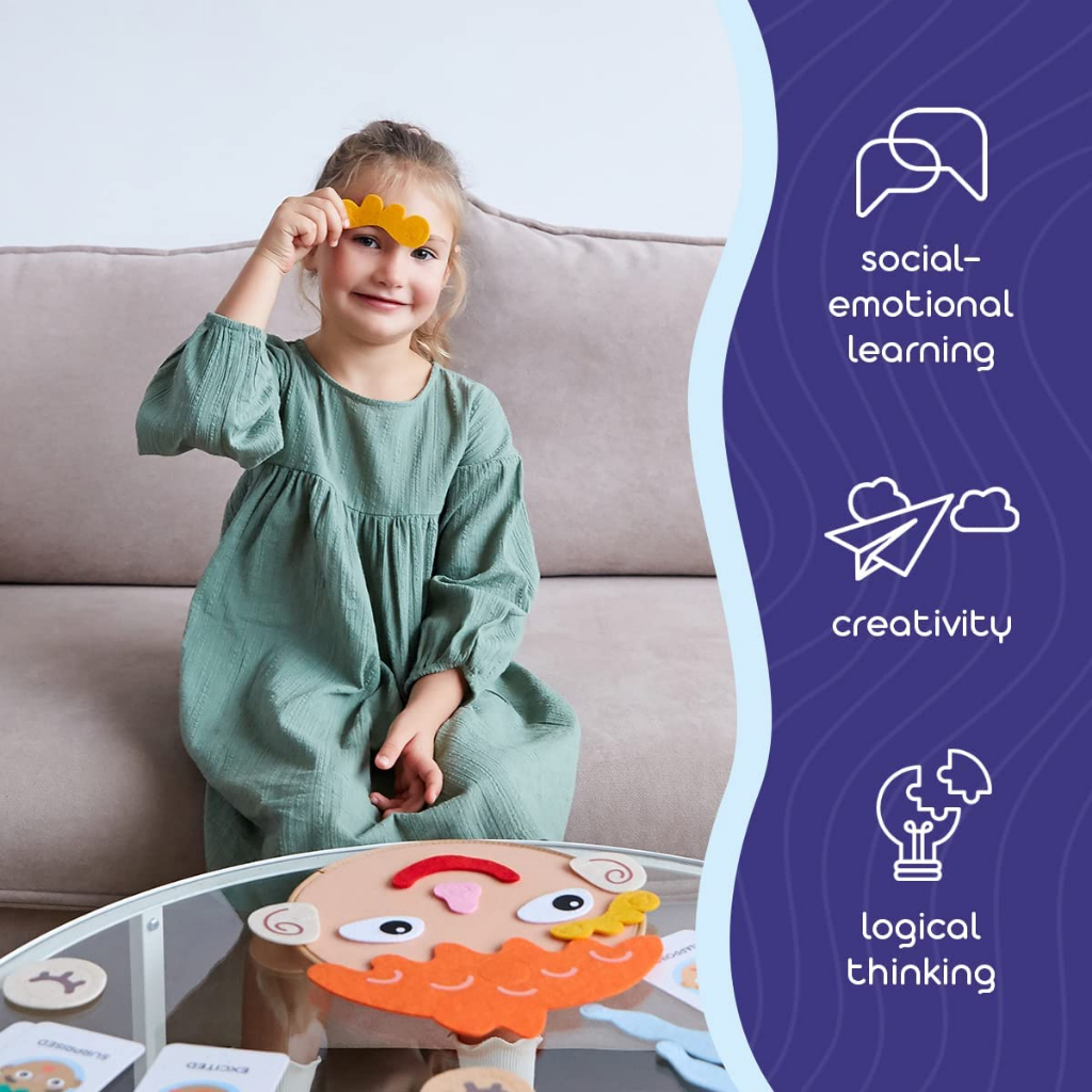 Social Emotional Game Make Faces & Describe Feelings Toy with 9 Emotion ...