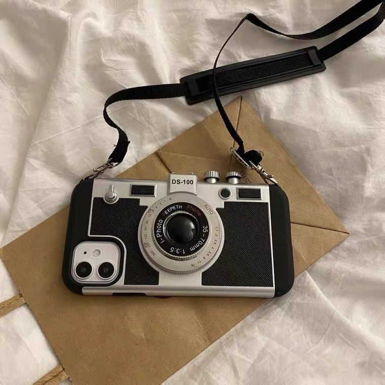 Fashion Crossbody Strap 3D Camera Phone Case Compatible For iPhone 14 Plus 11 13 12 Pro Max X XR ...