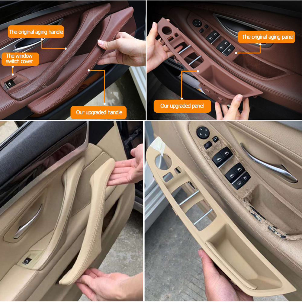 4PCS Kit Right Hand Driver Cars RHD Interior Leather Door Pull Handle ...