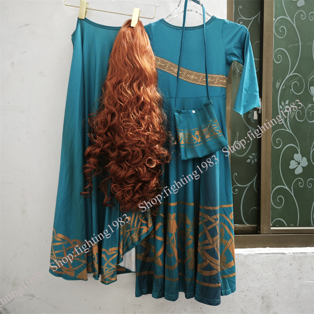 Princess Merida BRAVE Christmas Outfits For Girls Printing Dress Long ...