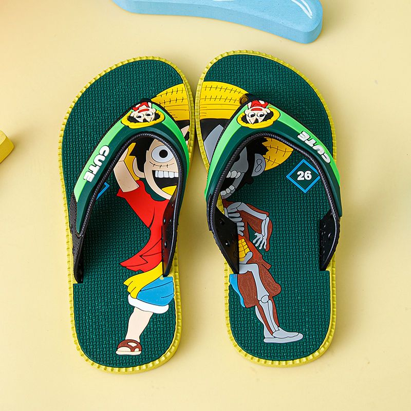 6-12 Years Kids Flip Flop Slippers Boy Cartoon Luffy Slippers Summer ...