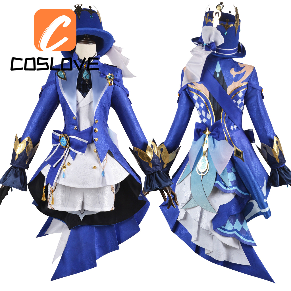Anime Genshin Impact Fucarlos Water God Cosplay Costume Dress Full Set ...
