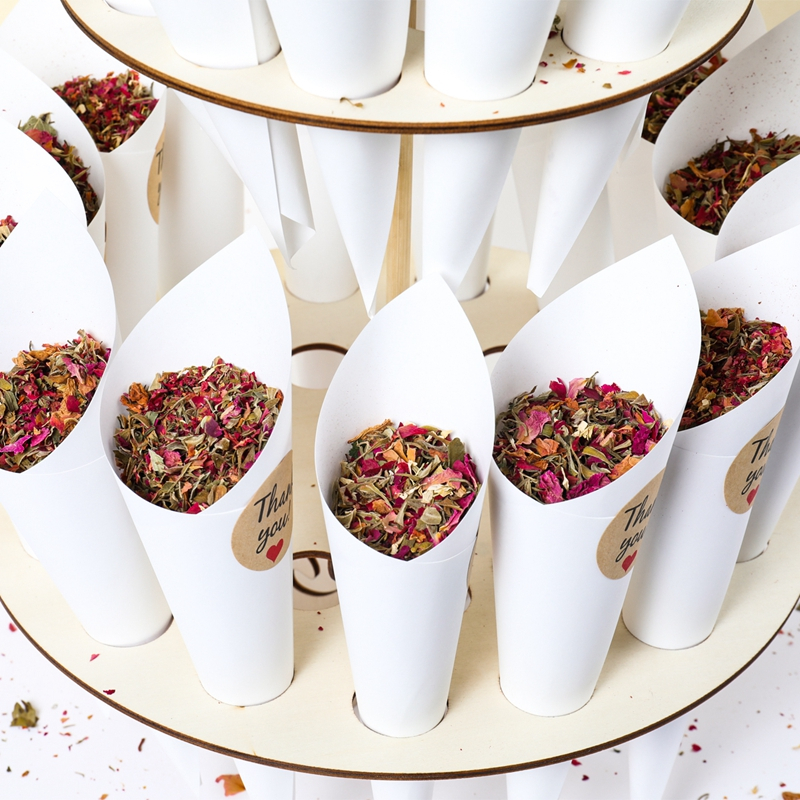 Wooden Double Layer Confetti Cone Stand Box Tray With 'Thank You ...