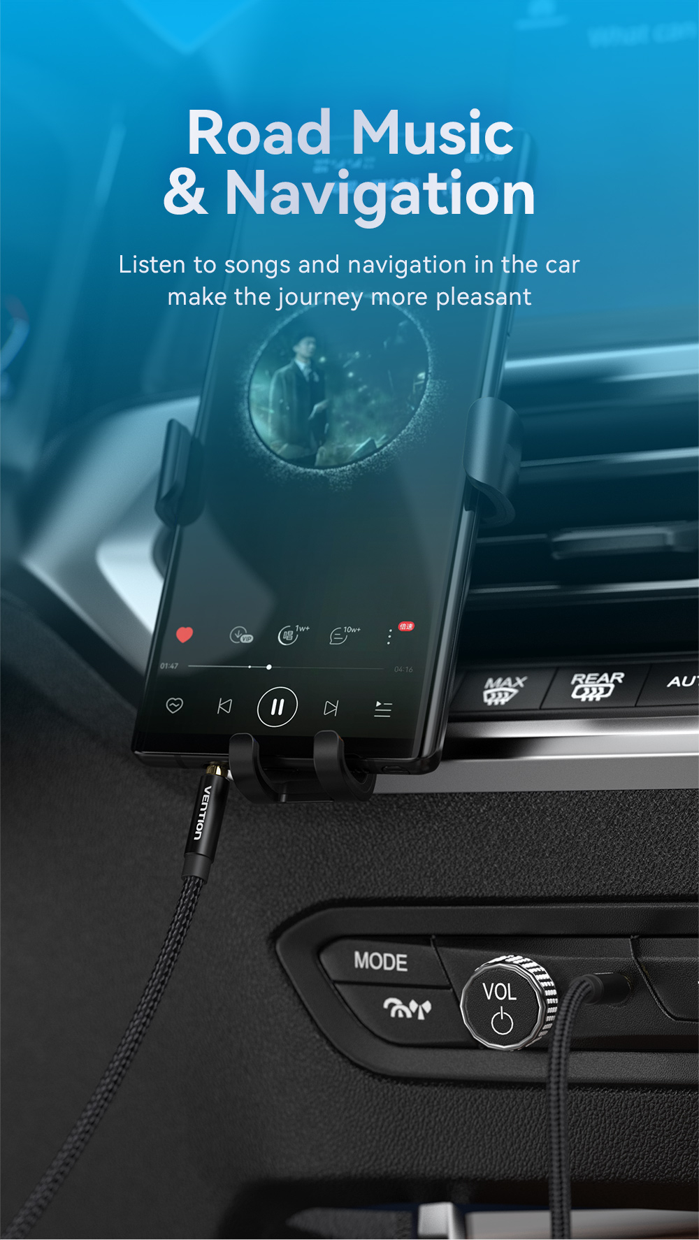Vention 3.5mm Audio Cable Aux Jack Hi-Fi Male to Male Smartphone Tablet ...
