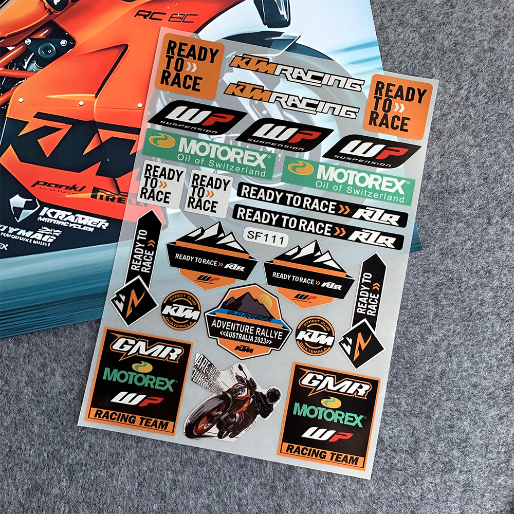 KTM Ready to Race Stickers Reflective Motorcycle Decals Tank Helmet ...