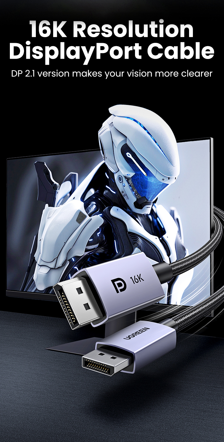 UGREEN DisplayPort 2.1 Cable 16K@30Hz 10K@60Hz High Speed 80Gbps ...