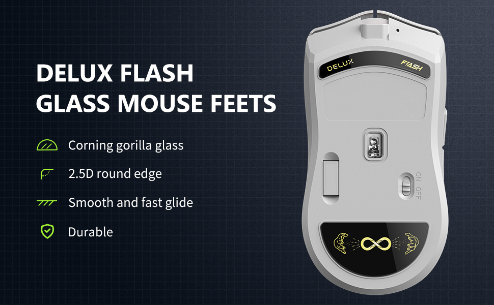 Delux M800 PRO PAW3395 Glass Feet Wireless Gaming Mouse 72g Lightweight Wired Gaming Mouse ...