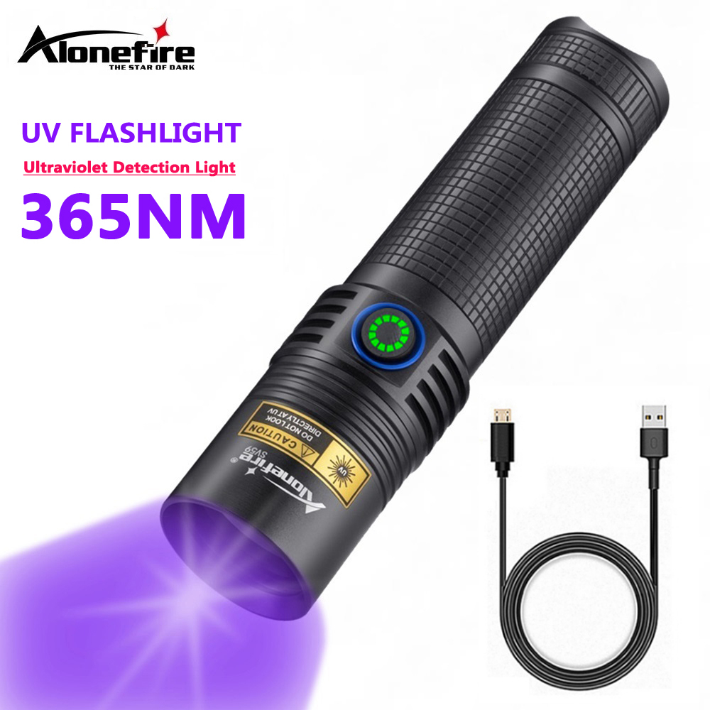 Alonefire SV59 15W 365nm UV Purple Black Mirror Flashlight UV Invisible UV Flashlight For Stain ...