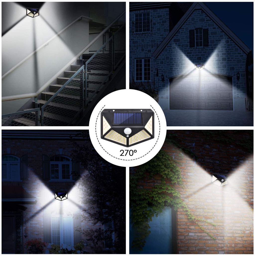 100LED 4pack Solar Light Outdoor Solar Wall Lamp with Motion Sensor ...